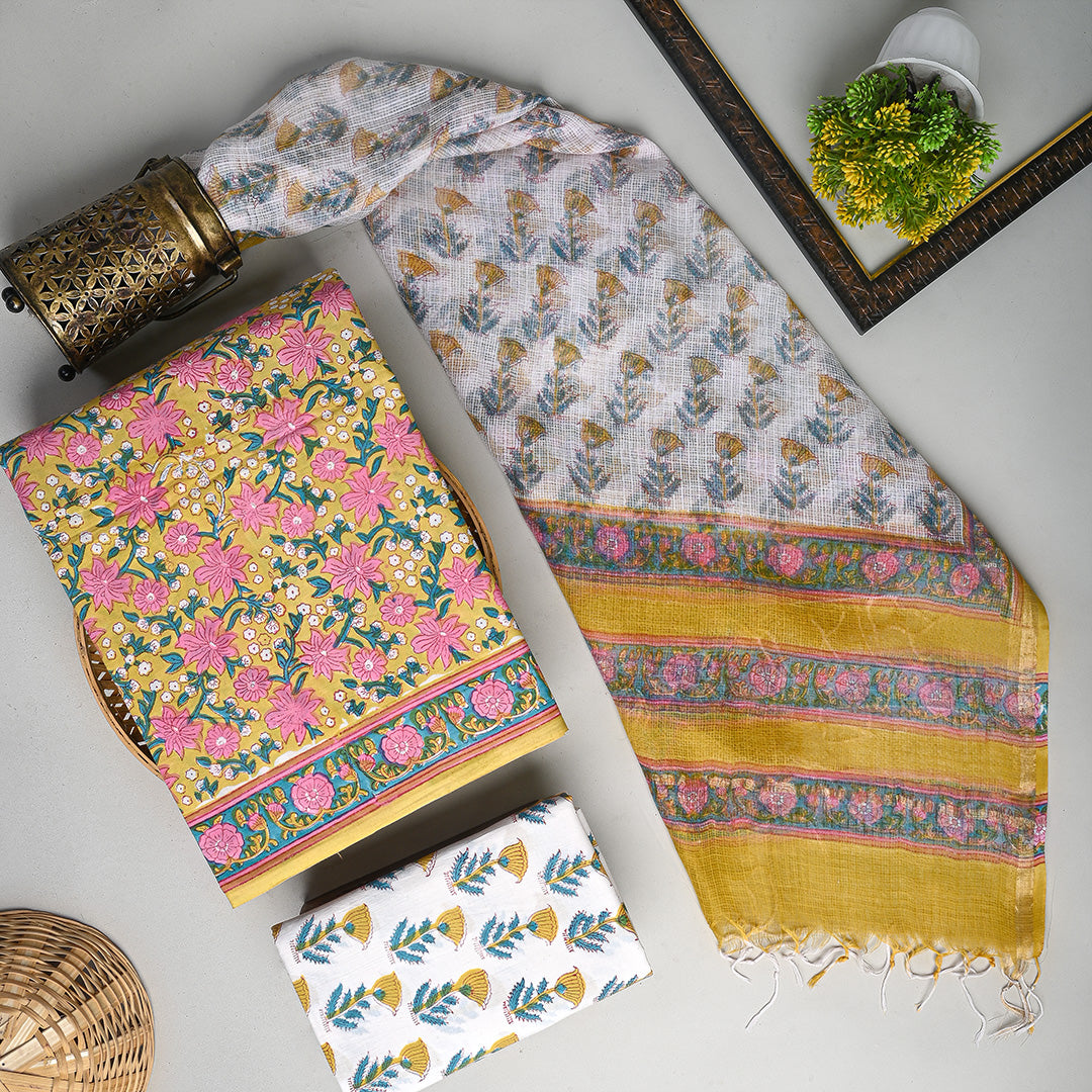 Premium Cotton Suits with Floral Dupatta Online - Chavi Fashion