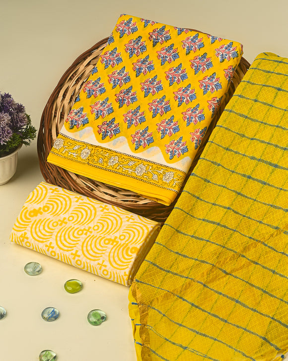 Premium Cotton Suits with Floral Dupatta Online - Chavi Fashion