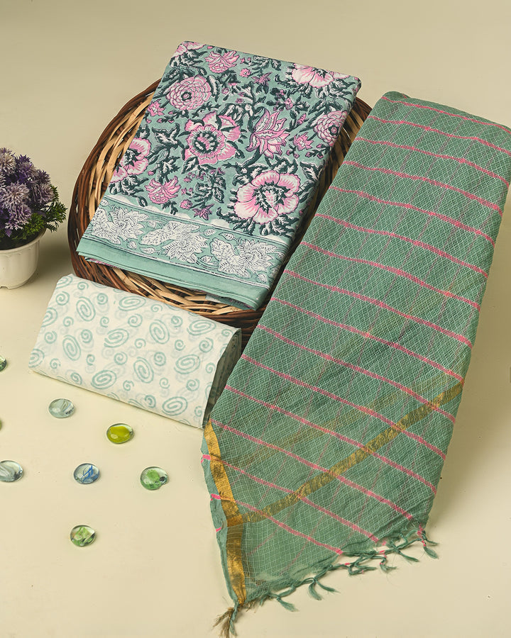 Premium Cotton Suits with Floral Dupatta Online - Chavi Fashion